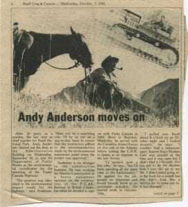 Andy Anderson - retirement 1981 (Banff Crag & Canyon clippings ...